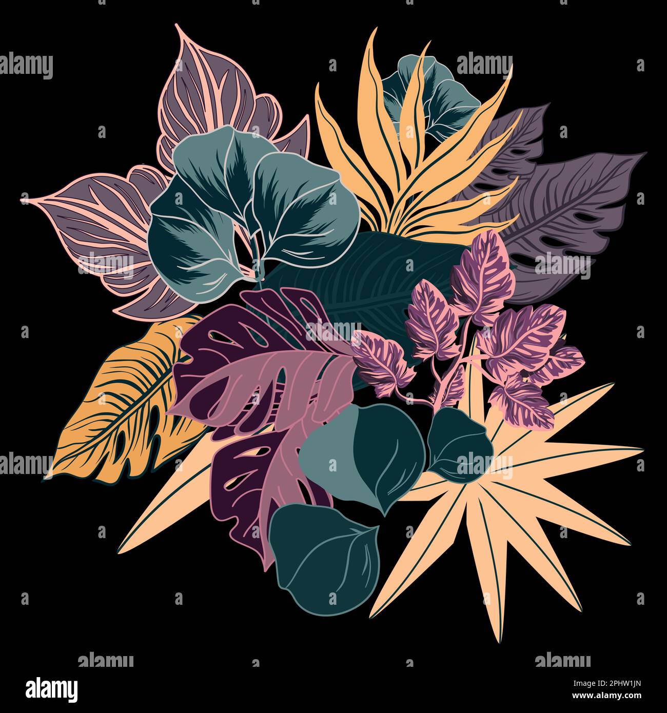 Bouquet tropical flower illustration Stock Vector Images - Alamy