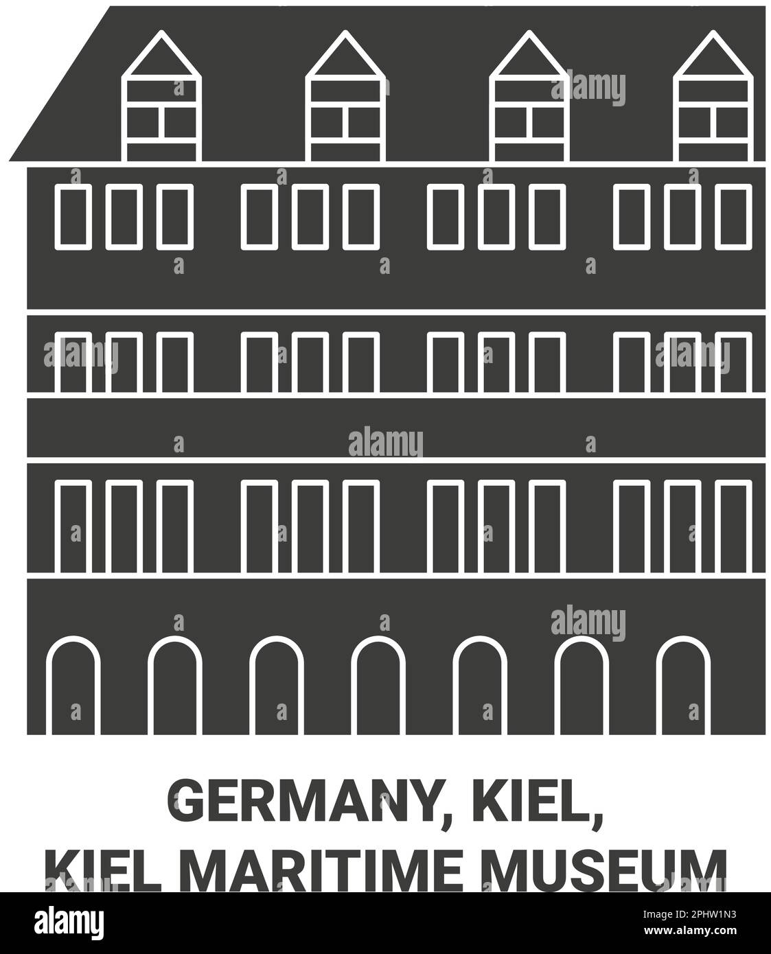 Germany, Kiel, Kiel Maritime Museum travel landmark vector illustration ...