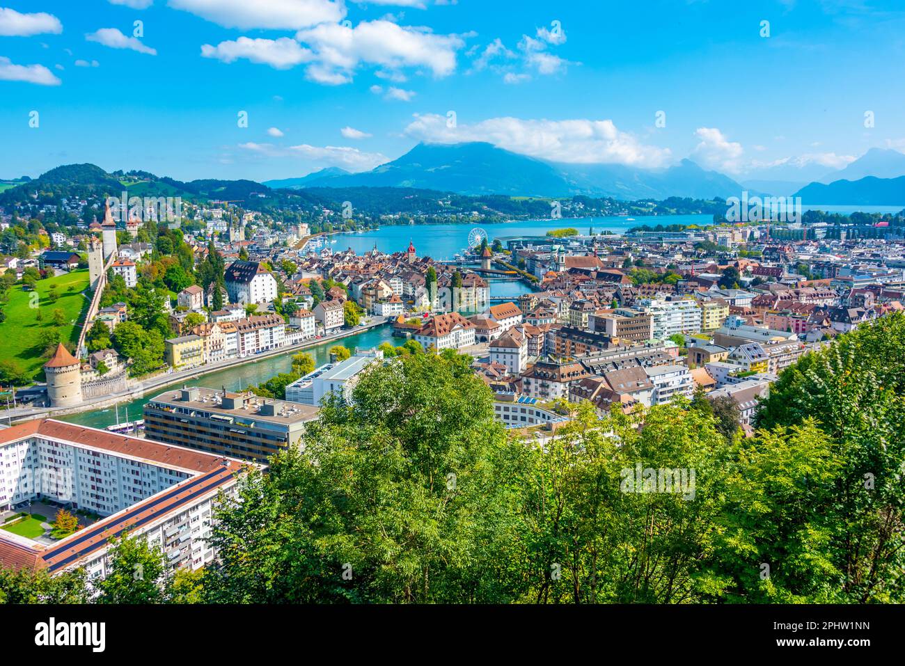 Panorama view of Luzern from Guetsch palace Stock Photo - Alamy