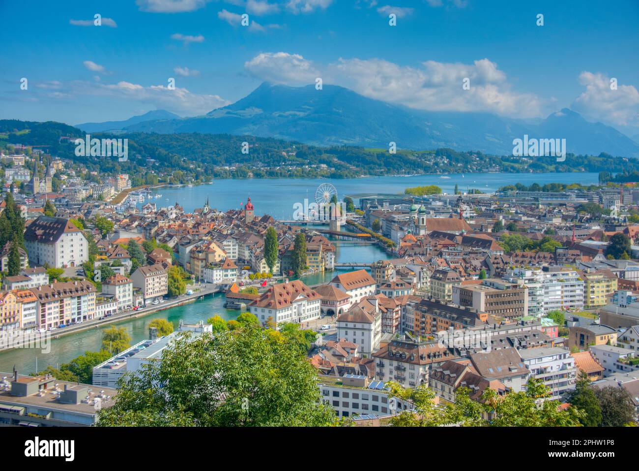 Panorama view of Luzern from Guetsch palace Stock Photo - Alamy