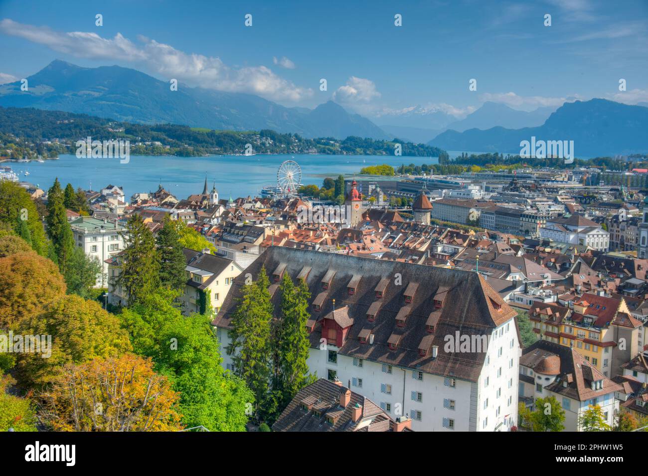Panorama of Luzern with KKL building in Switzerland Stock Photo - Alamy