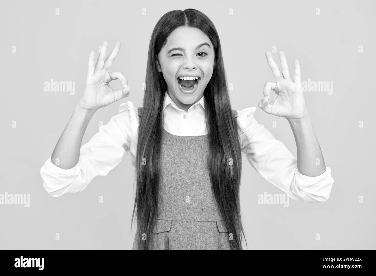 Portrait Of Teen Girl Making Ok Gesture Isolated Background Young