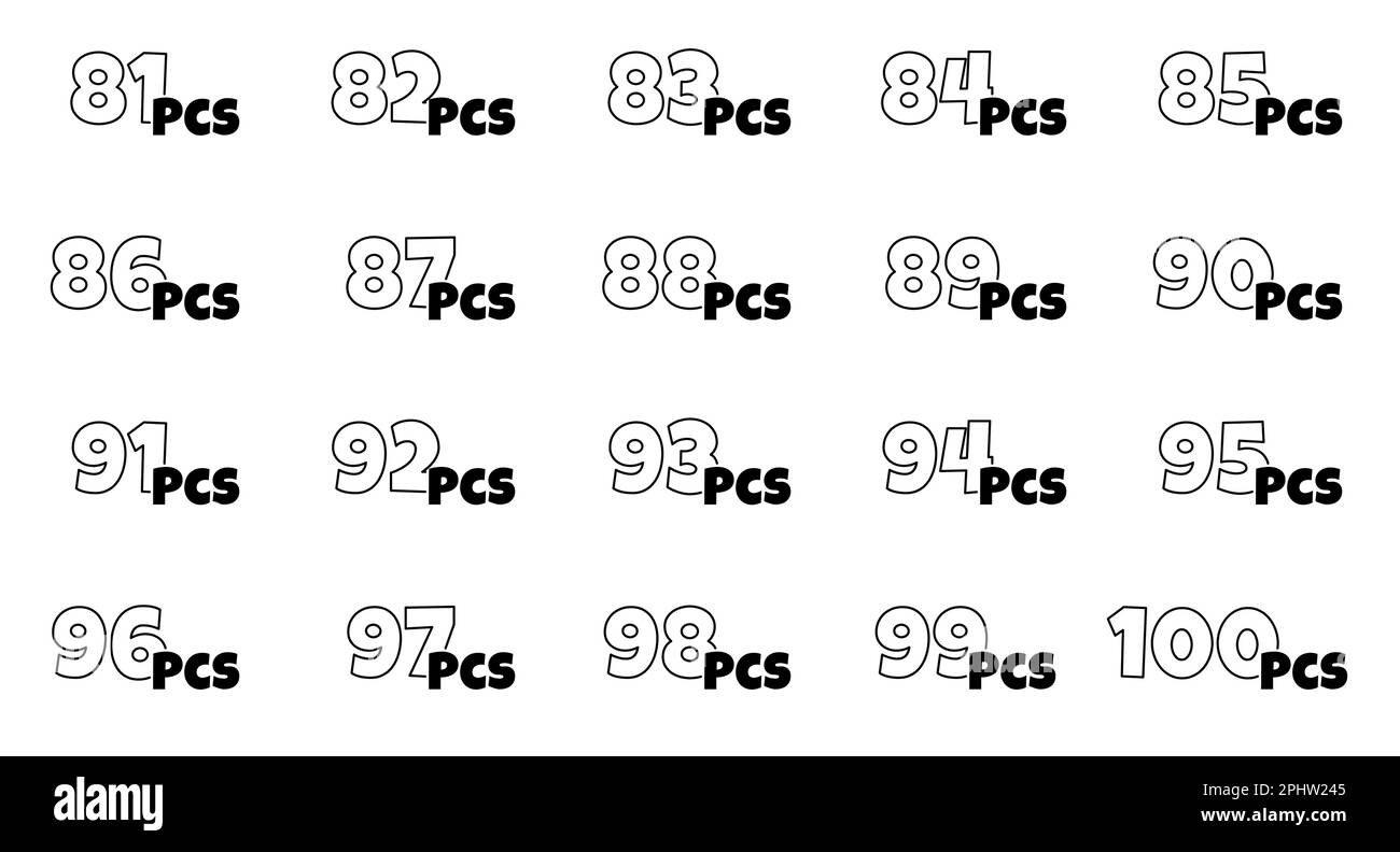 Number Of Pieces In Package Set From 81 To 100 Pcs Packaging Label