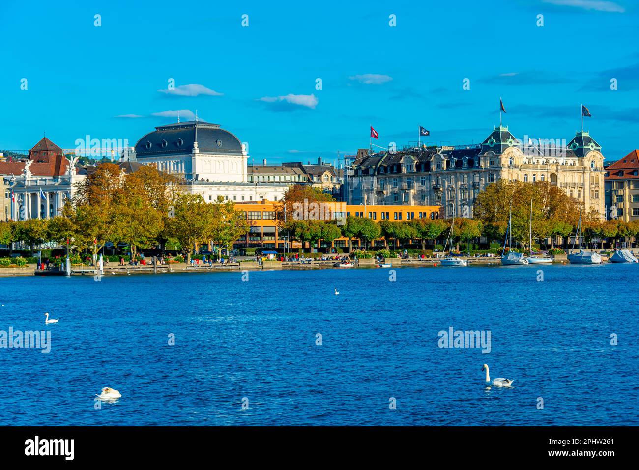 Panorama view of Zuerich with Opera building, Switzerland Stock Photo ...