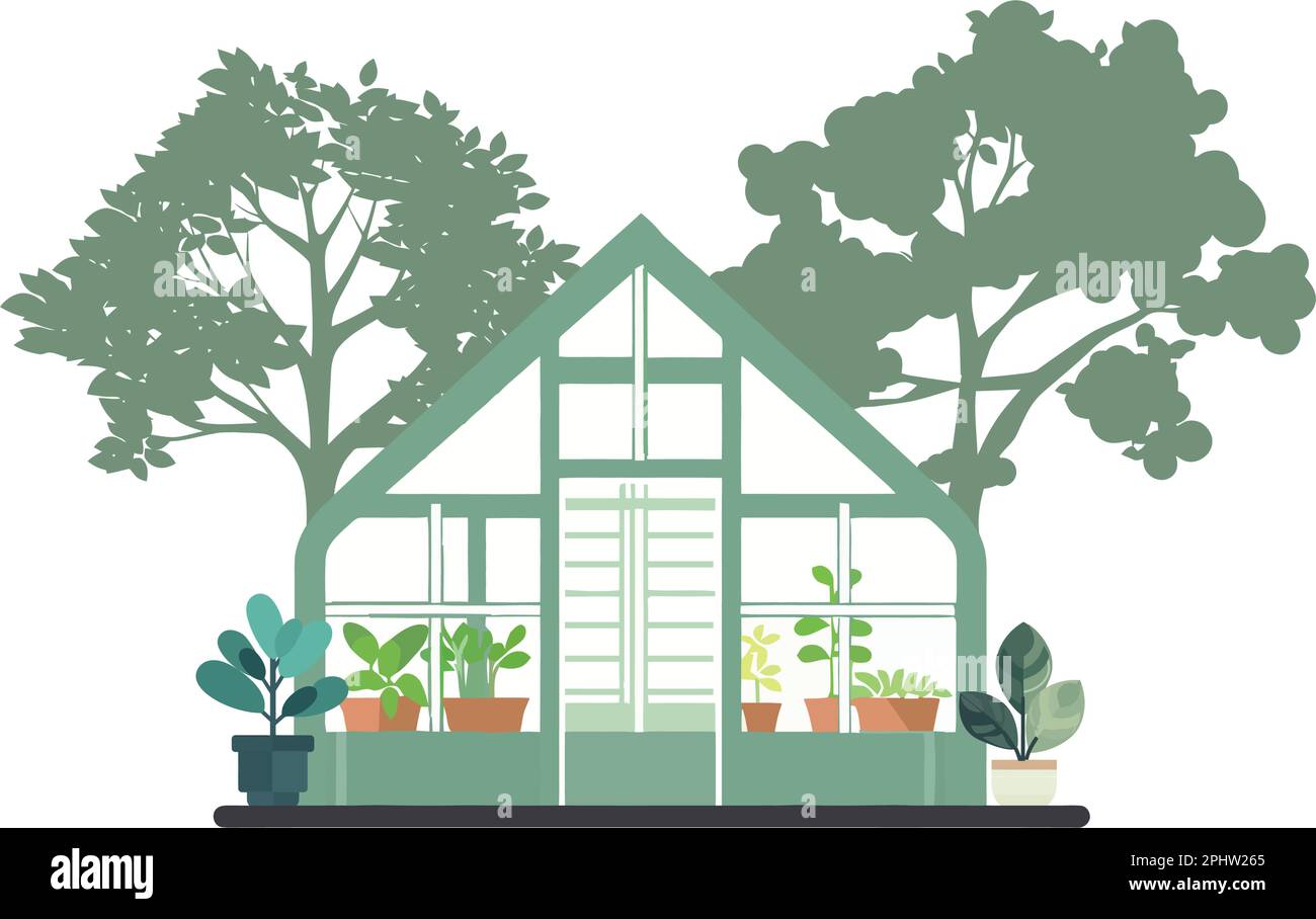 Green leaves grow and greenhouse Stock Vector Image & Art - Alamy