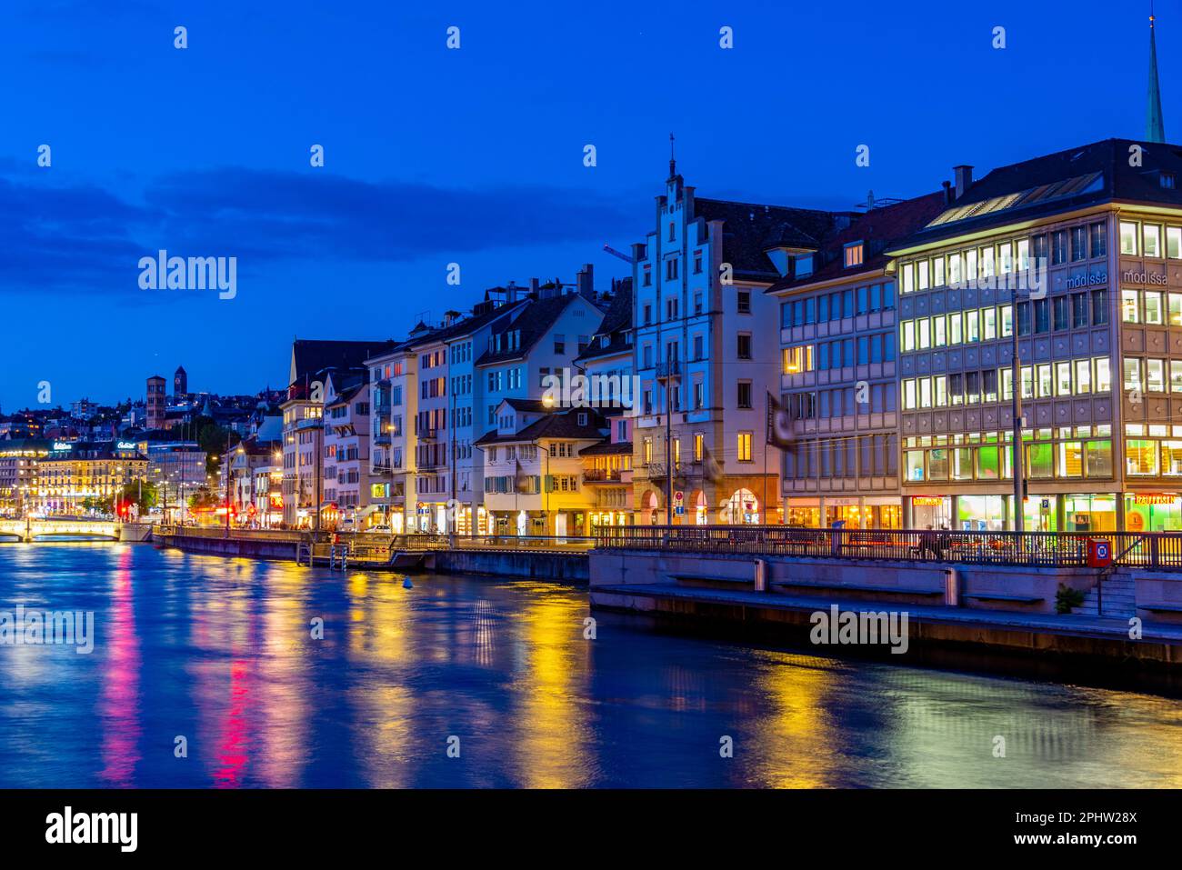 Sunset view of Limmat river in Zurich, Switzerland Stock Photo - Alamy