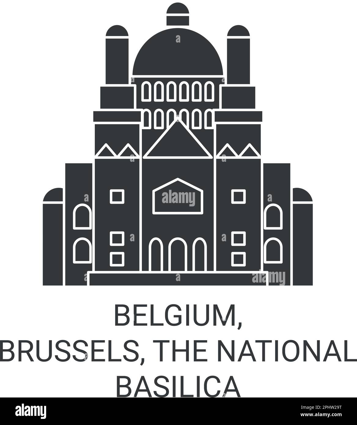 Belgium, Brussels, The National Basilica travel landmark vector ...