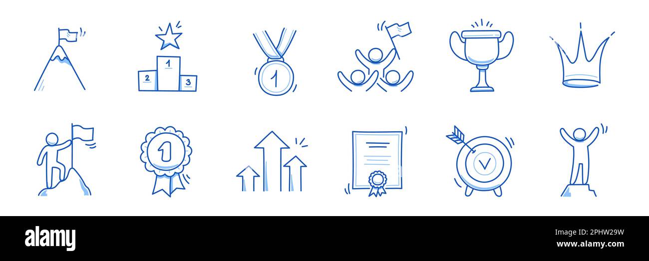Winner award business doodle icon. Success leader doodle line sketch ...