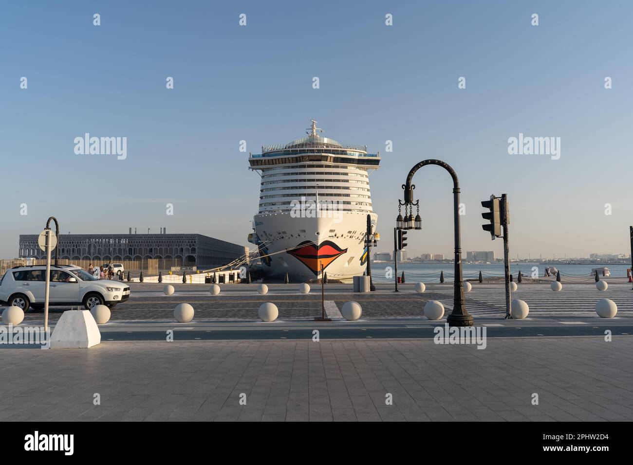 Doha, Qatar - February 13, 2023: German cruise ship “AIDAcosma” docked ...