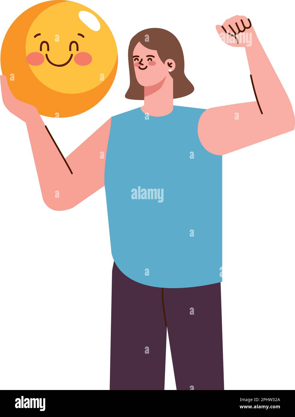 Smiling guy holding smiley emoticon Stock Vector Image & Art - Alamy