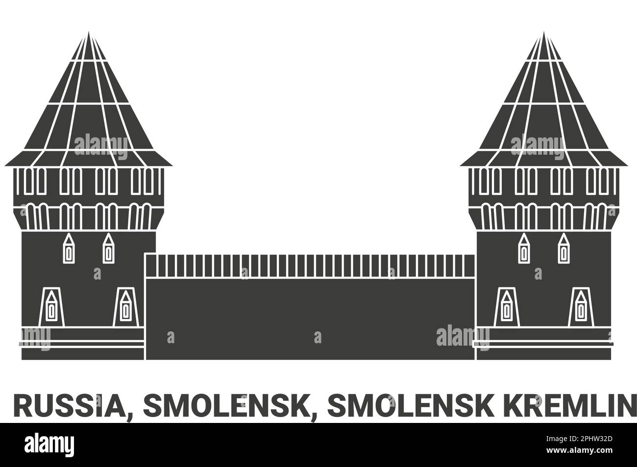Russia, Smolensk, Smolensk Kremlin, travel landmark vector illustration ...