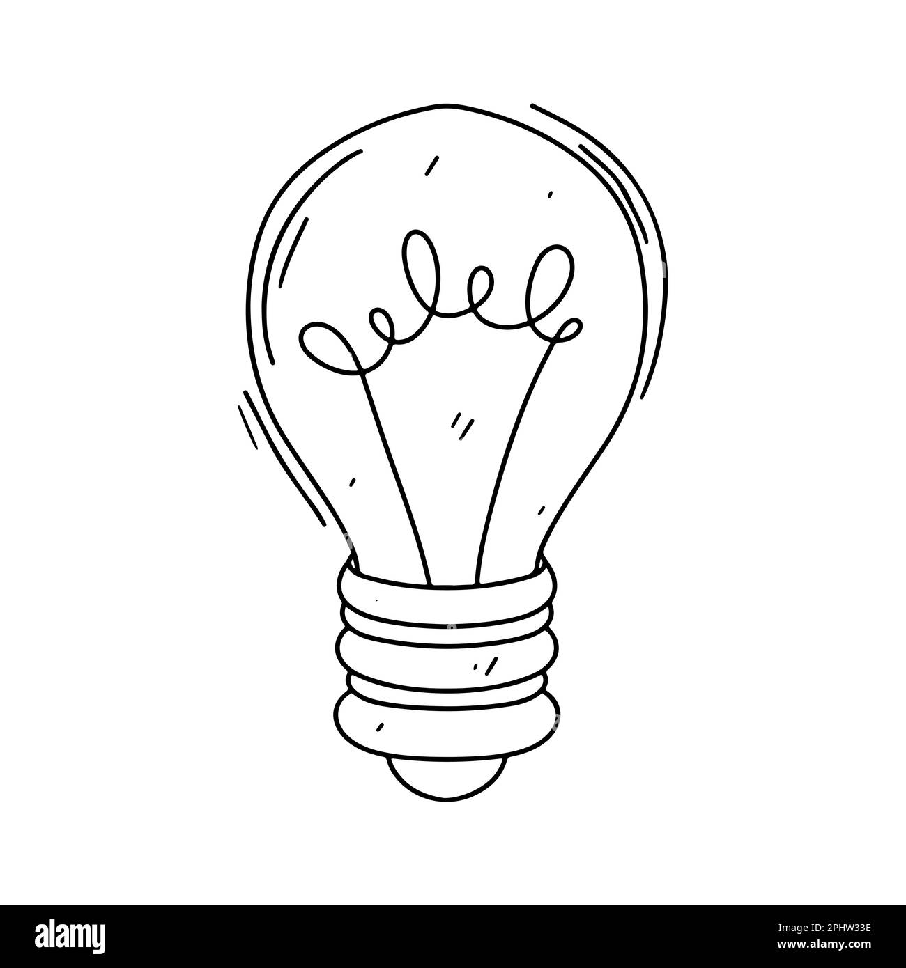 Bulb element in hand drawn doodle style. Vector illustration isolated on white background Stock ...