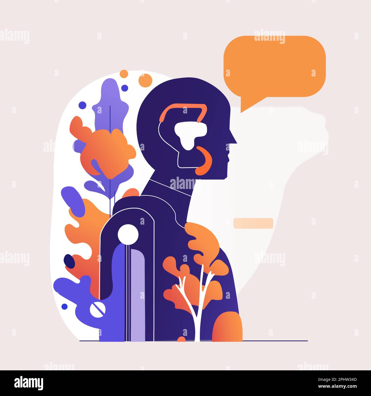 Vector illustration of a robot. artificial intelligence Chat bot human ...