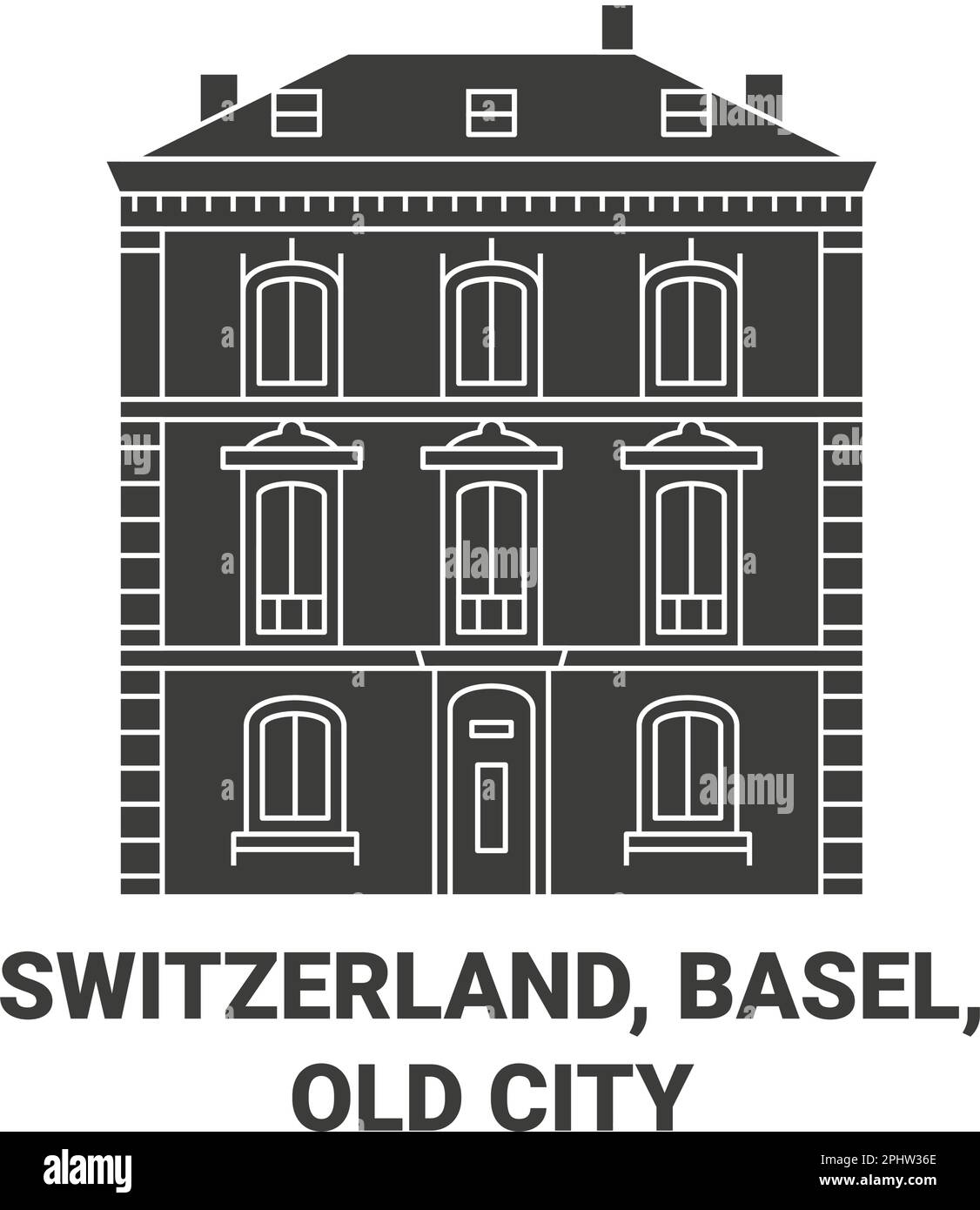 Switzerland, Basel, Old City travel landmark vector illustration Stock ...