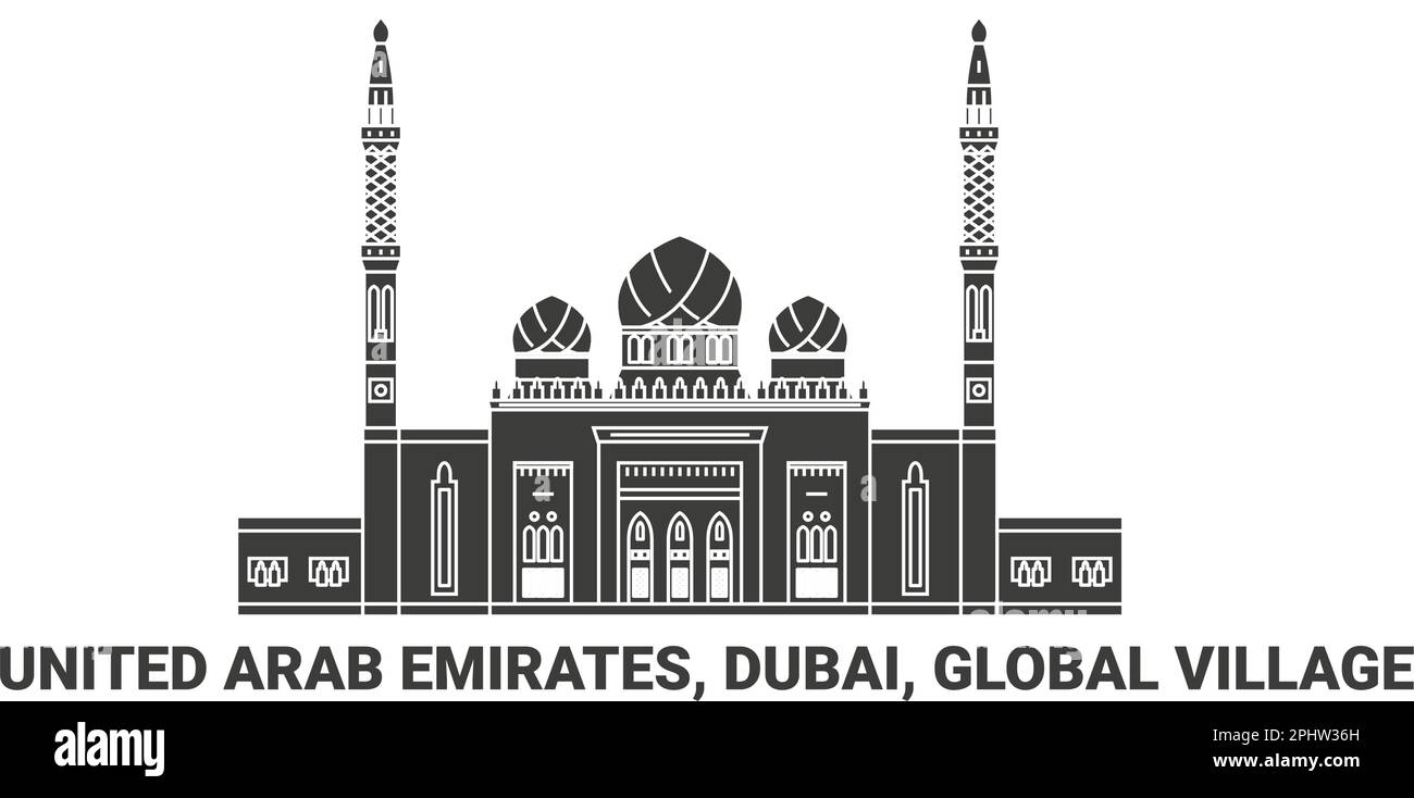 United Arab Emirates, Dubai, Global Village, travel landmark vector ...