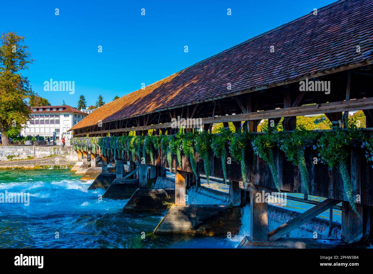 Obere Schleuse covered bridge in Swiss town Thun Stock Photo - Alamy