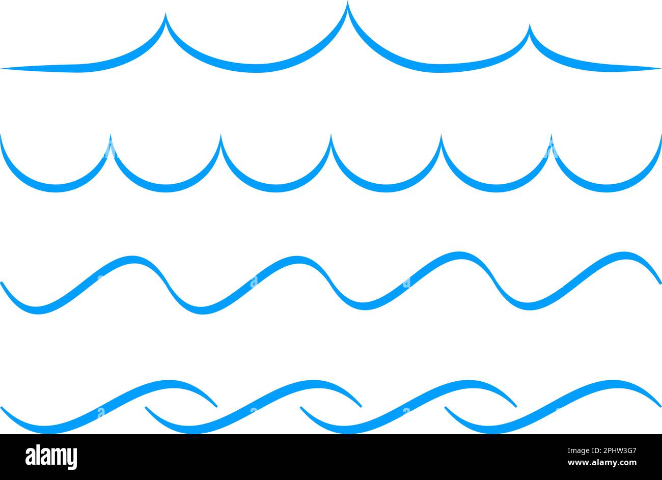 Sea wave icon set. Collection of thin line waves. Flat vector ...