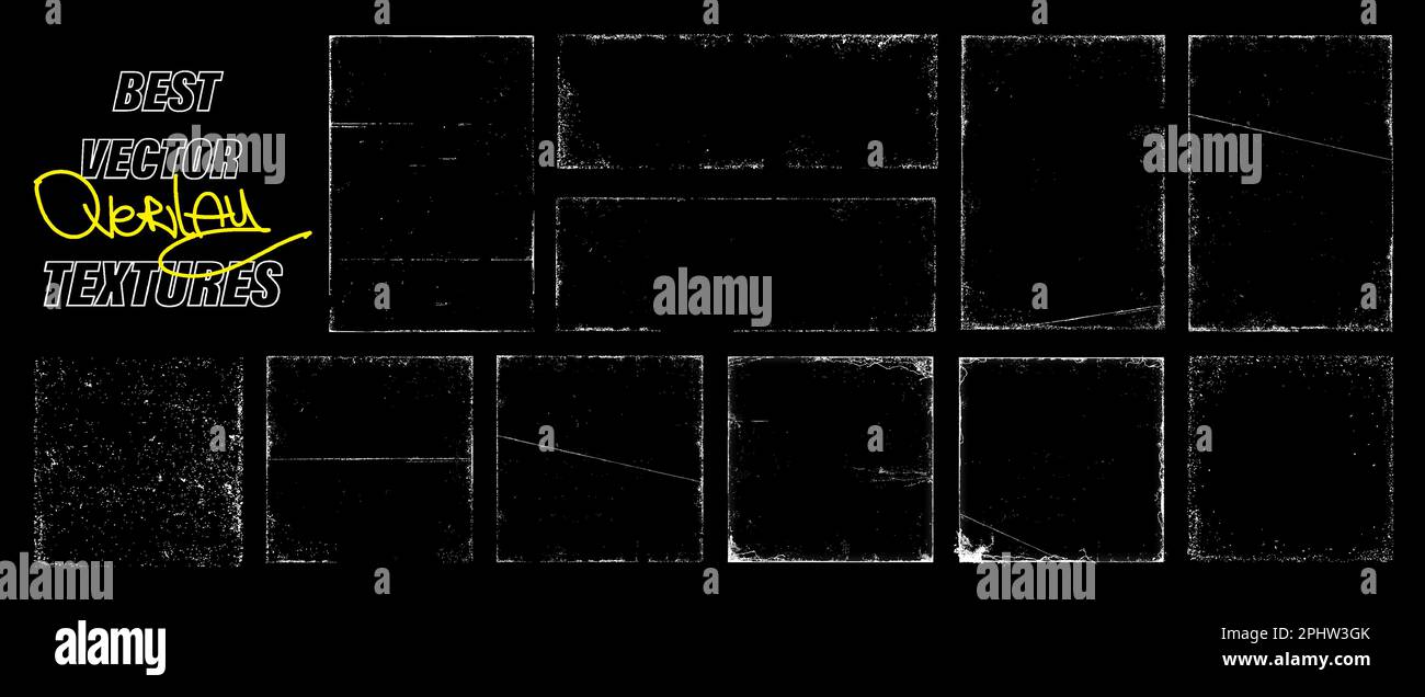 Square, Rectangular Overlay Textures stamps set. Grunge texture Stock ...