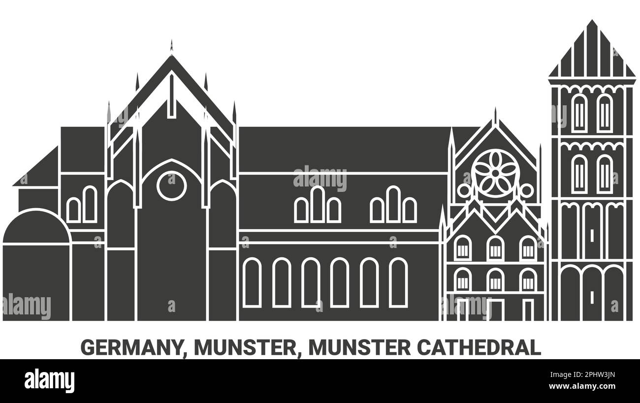 Germany, Munster, Munster Cathedral travel landmark vector illustration ...
