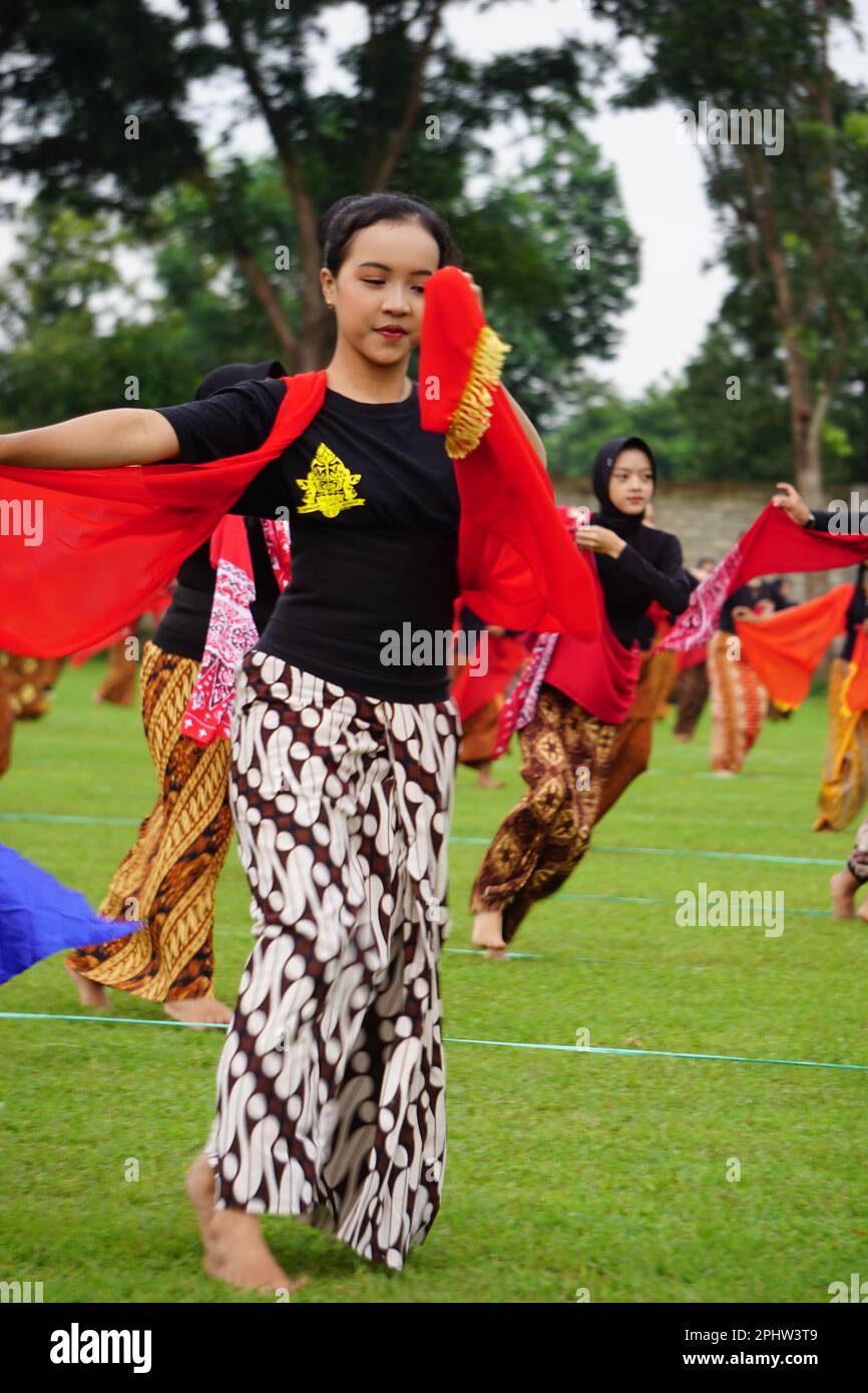 Indonesian performing gambyong dance. This dance comes from central ...