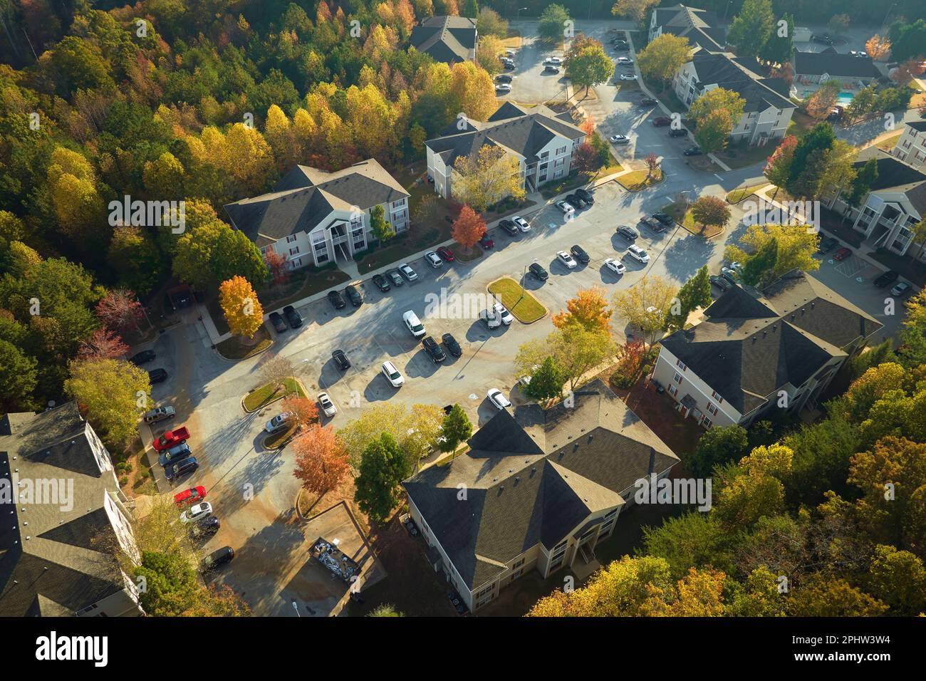 Aerial view of american apartment buildings in South Carolina ...