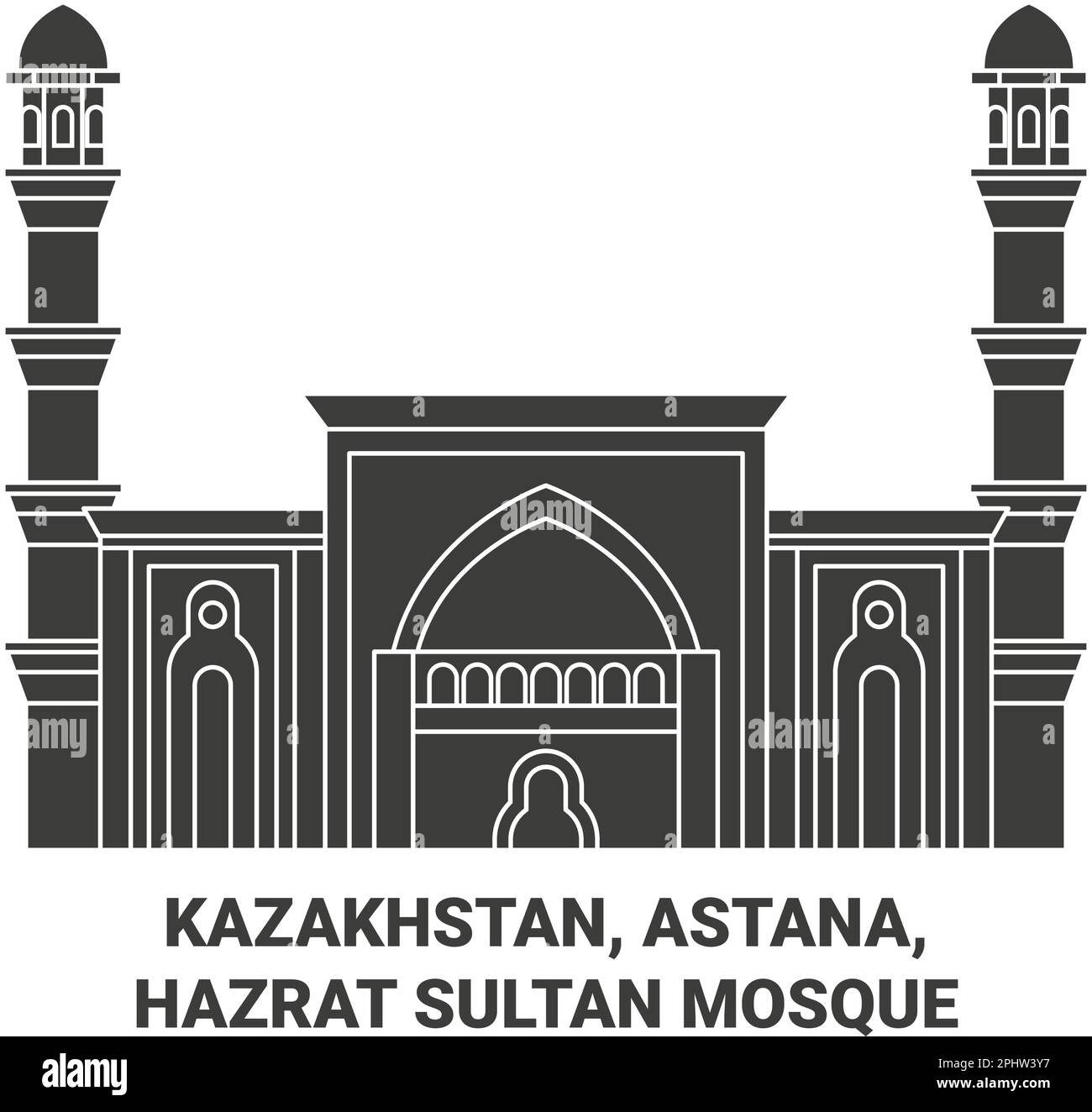 Kazakhstan, Astana, Hazrat Sultan Mosque travel landmark vector ...