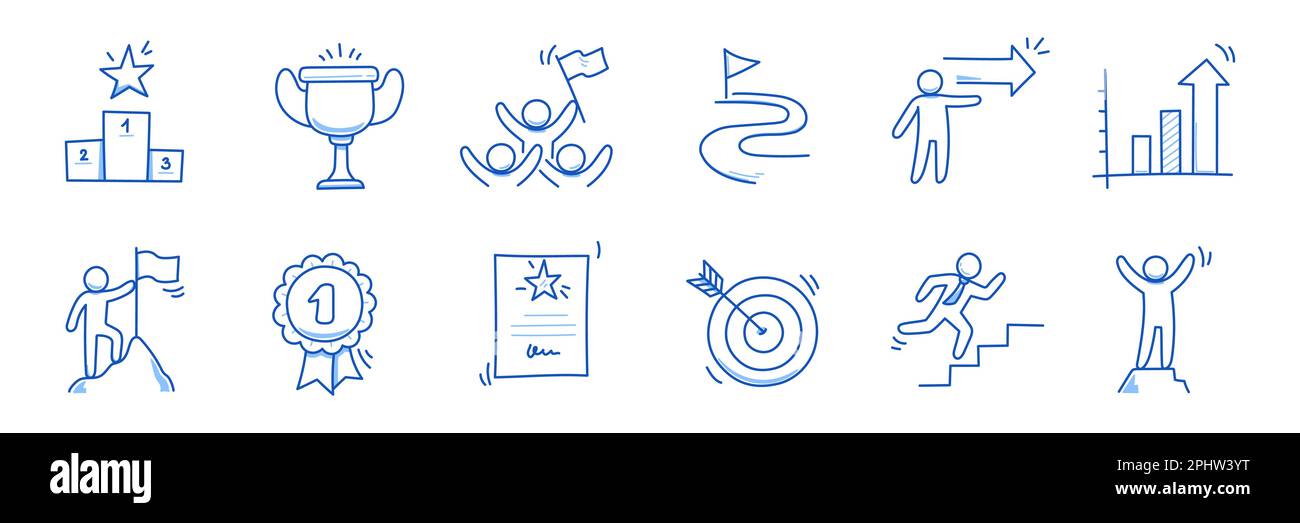 Success business career doodle icon. Success leader doodle line sketch ...