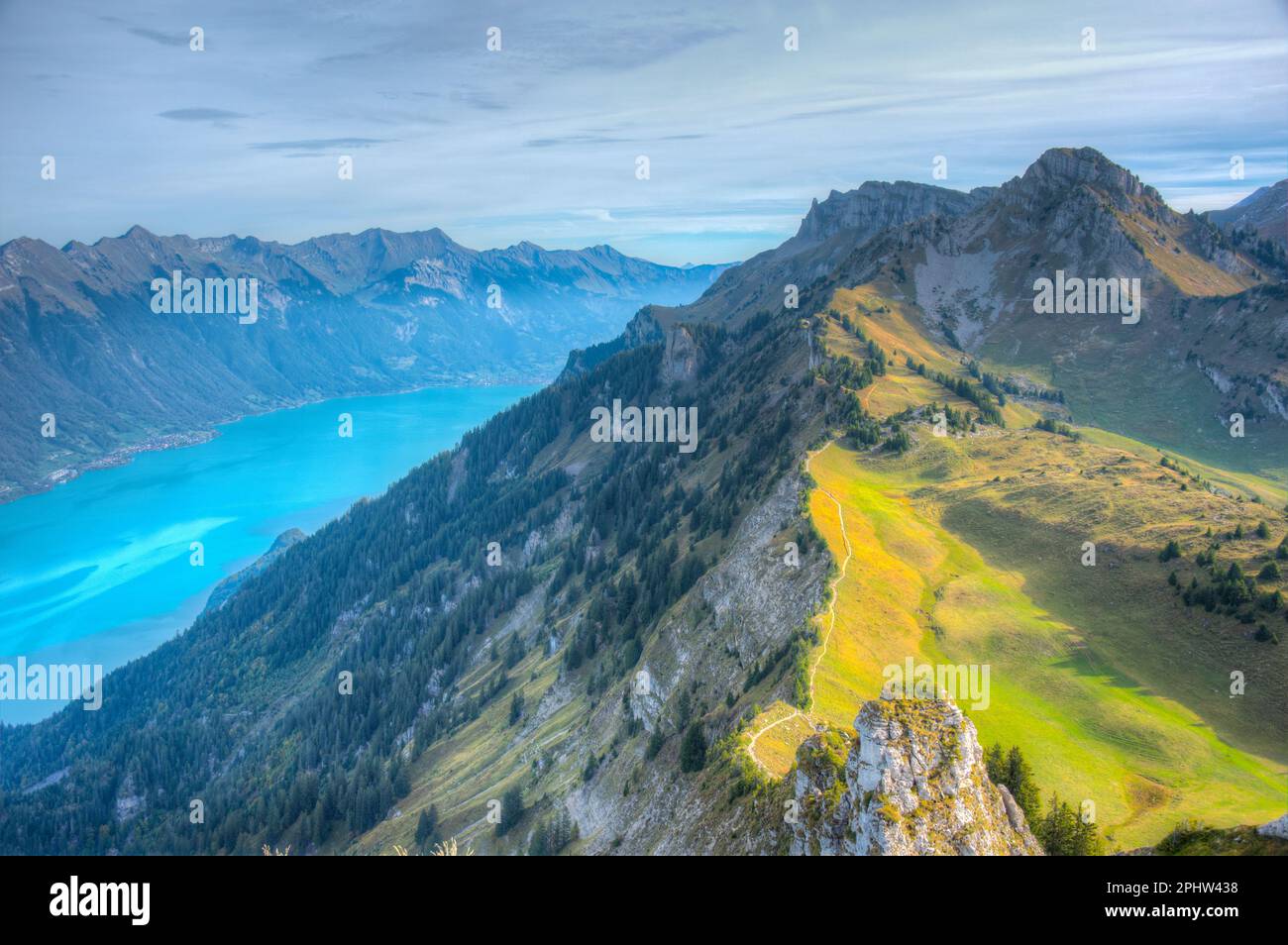 Panorama view of Bernese Alps from Loucherhorn in Switzerland Stock ...