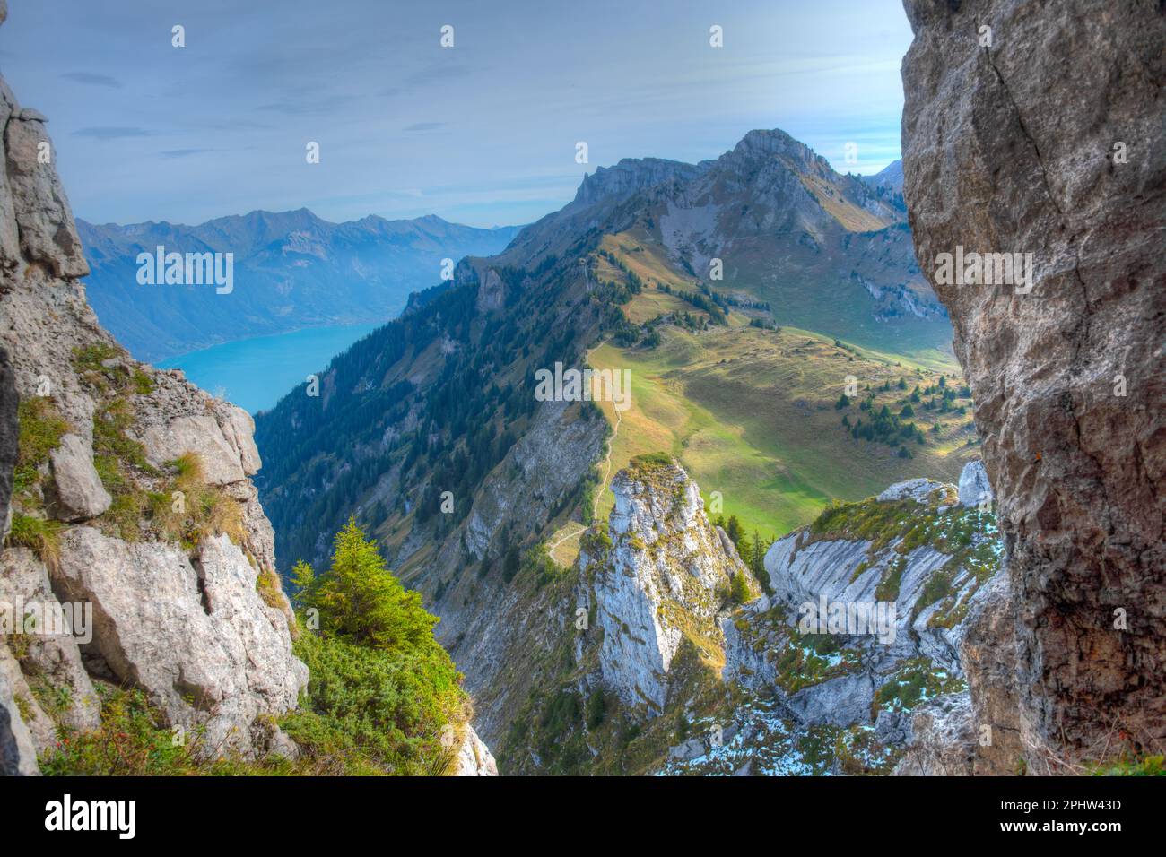 Panorama view of Bernese Alps from Loucherhorn in Switzerland Stock ...