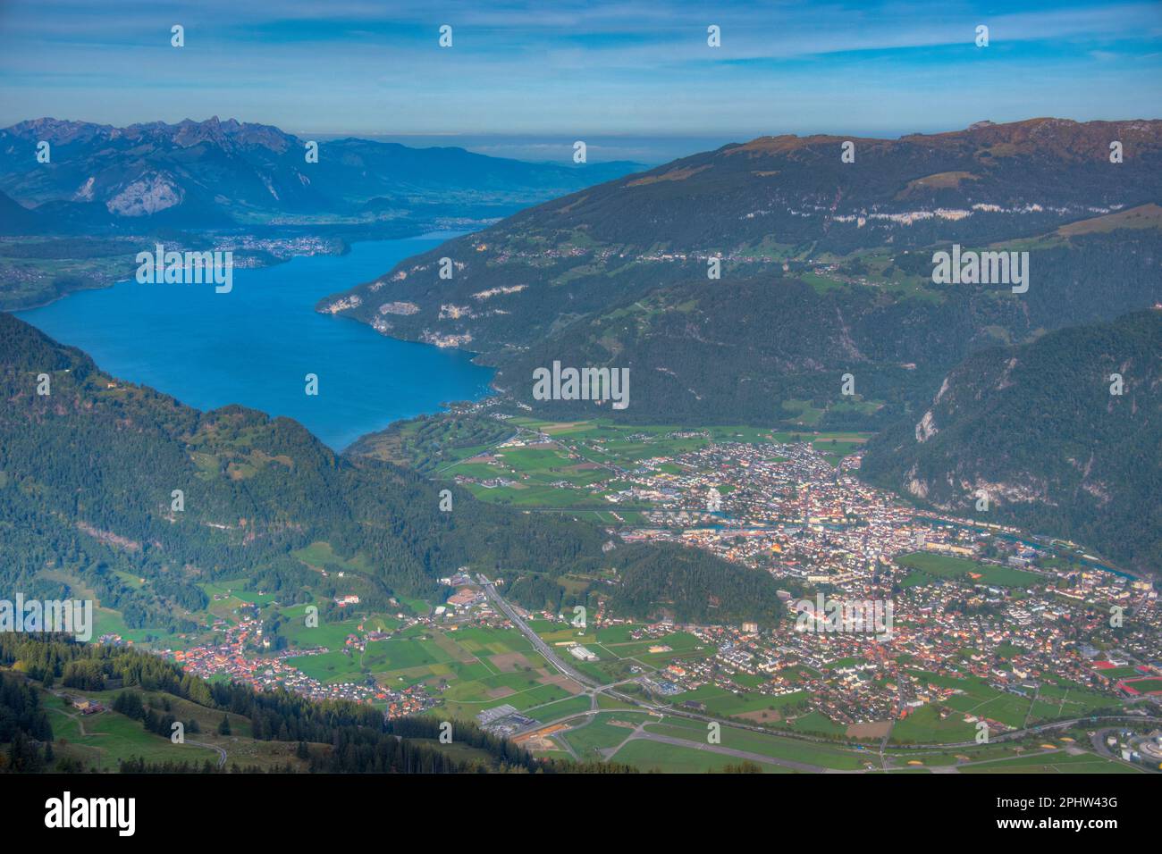 Interlaken town with thunersee river hi-res stock photography and ...
