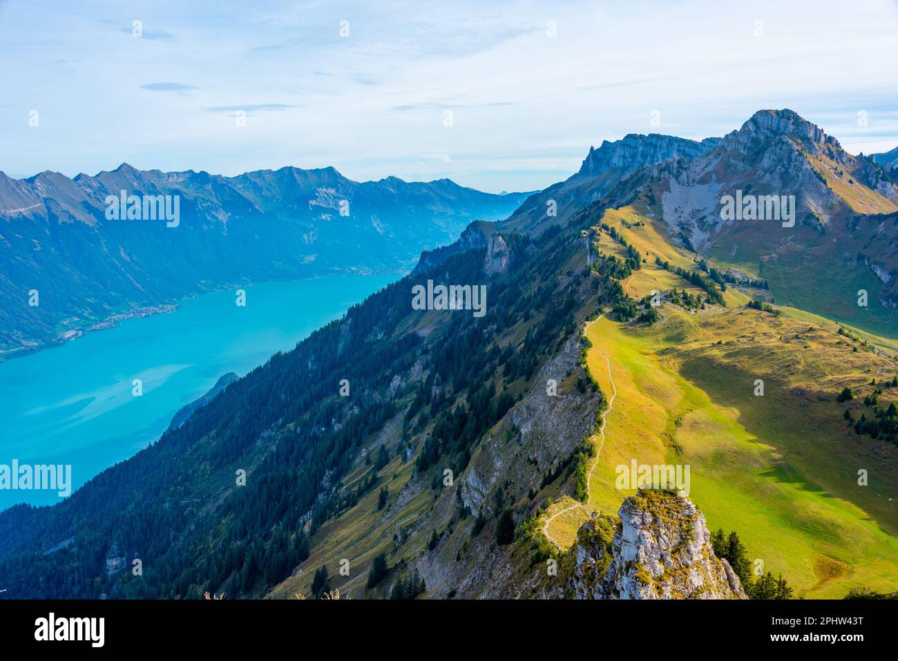 Panorama view of Bernese Alps from Loucherhorn in Switzerland Stock ...