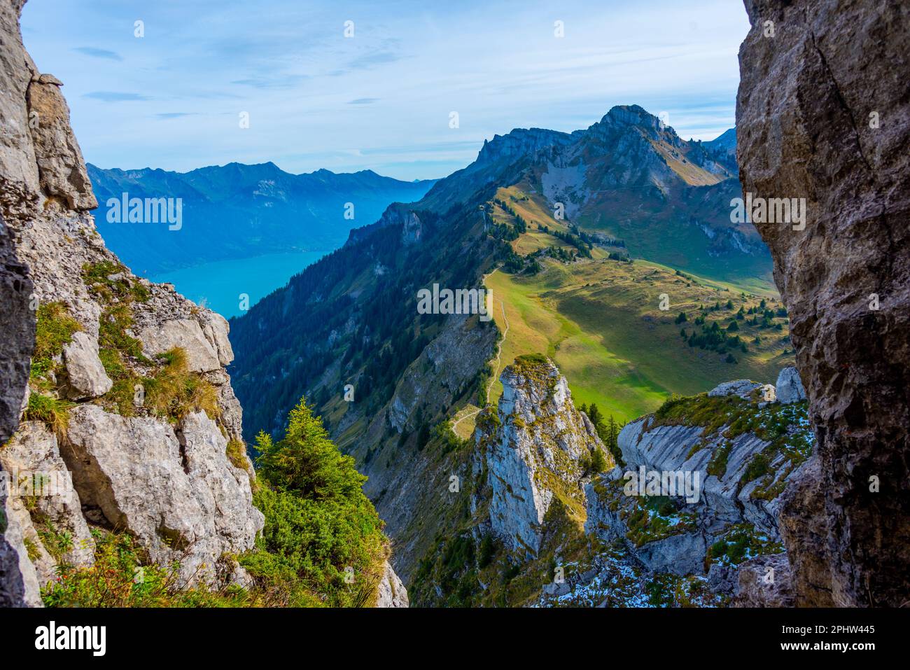 Panorama view of Bernese Alps from Loucherhorn in Switzerland Stock ...