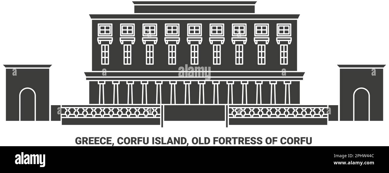 Greece, Corfu Island, Old Fortress Of Corfu travel landmark vector ...
