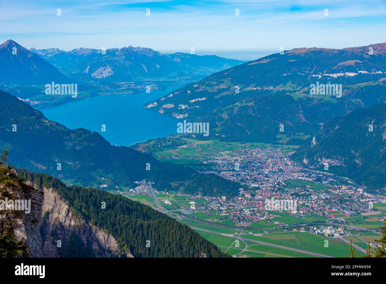 Interlaken town with thunersee river hi-res stock photography and ...