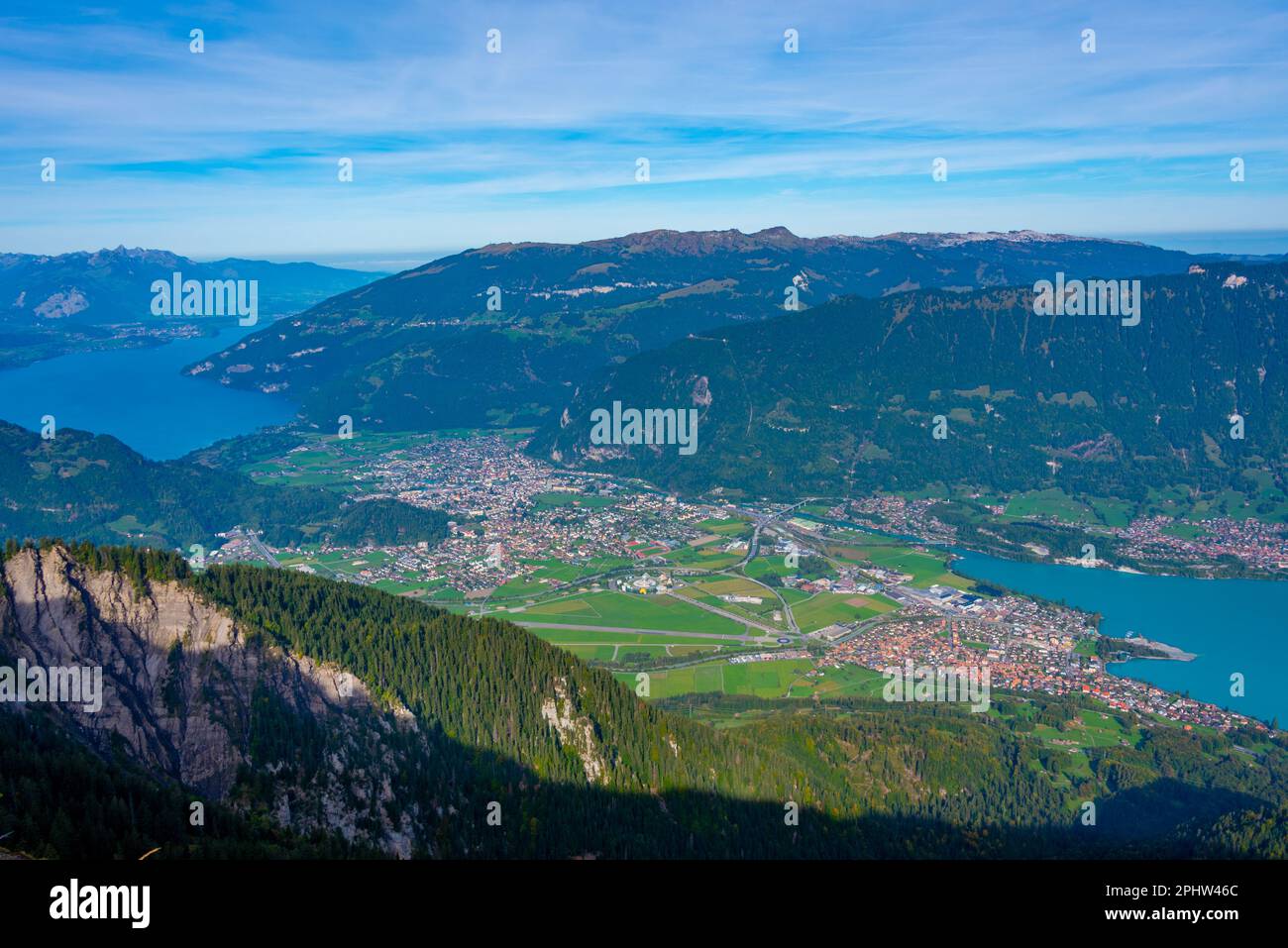 Interlaken town with thunersee river hi-res stock photography and ...