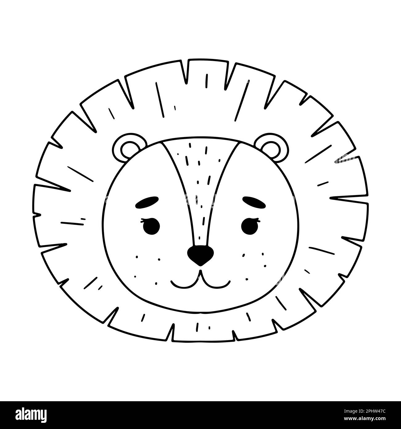 Cute Lion -in hand drawn doodle style. Cute vector illustration for ...
