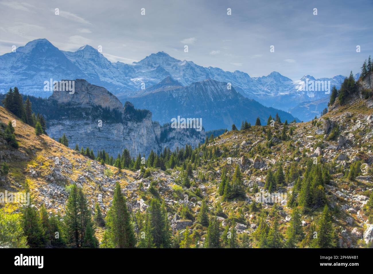 Panorama view of Bernese Alps from Schynige Platte in Switzerland Stock ...