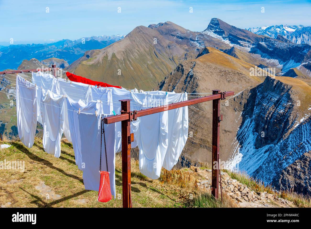 Laundry being dried at Schynige Platte-First hiking track in ...