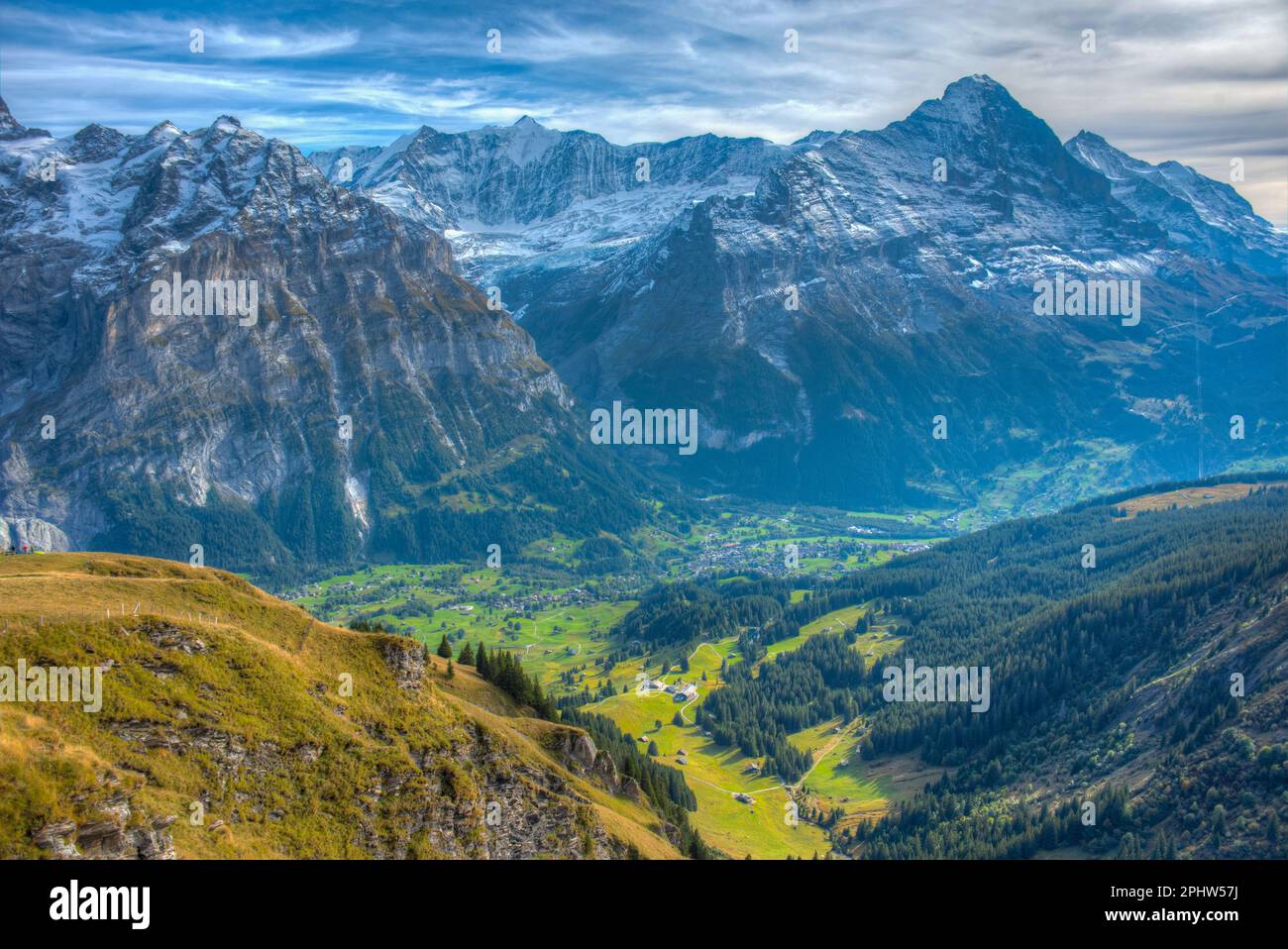 Panorama view of Grindelwald, Switzerland Stock Photo - Alamy