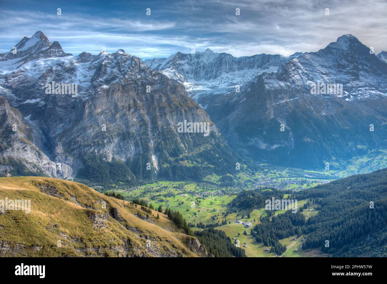 Panorama view of Grindelwald, Switzerland Stock Photo - Alamy