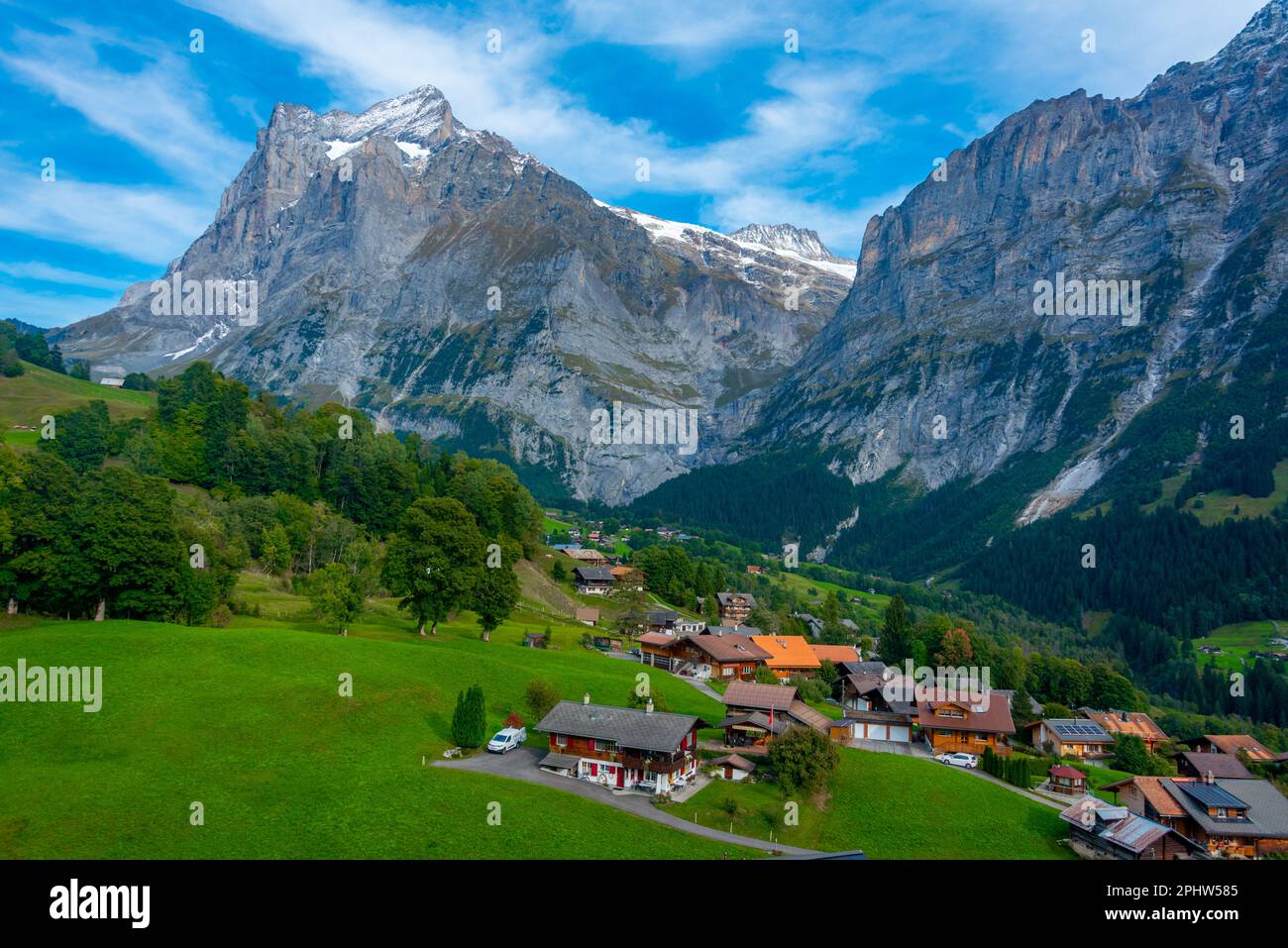 Panorama view of Grindelwald, Switzerland Stock Photo - Alamy