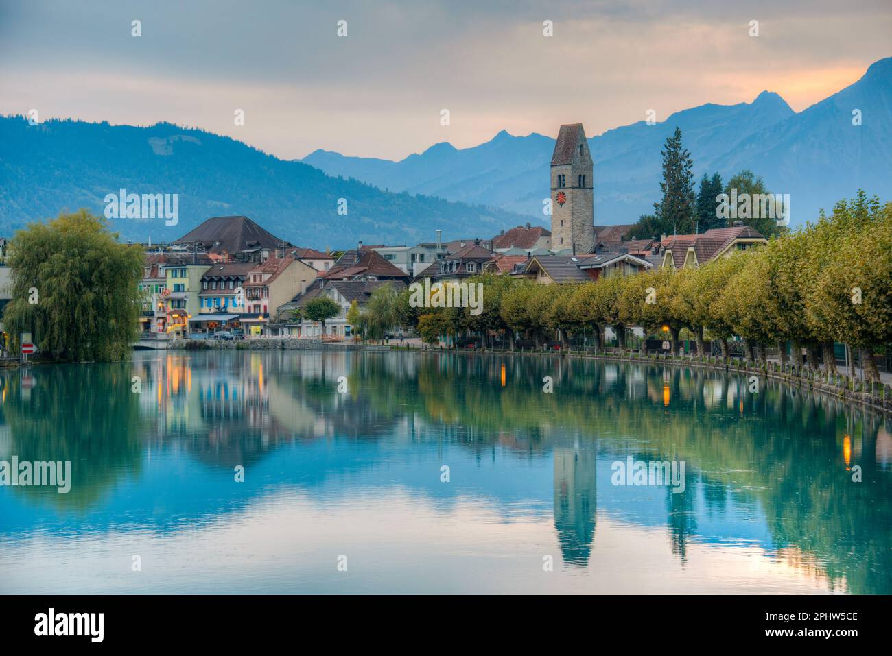 Cityscape of Unterseen in Switzerland Stock Photo - Alamy