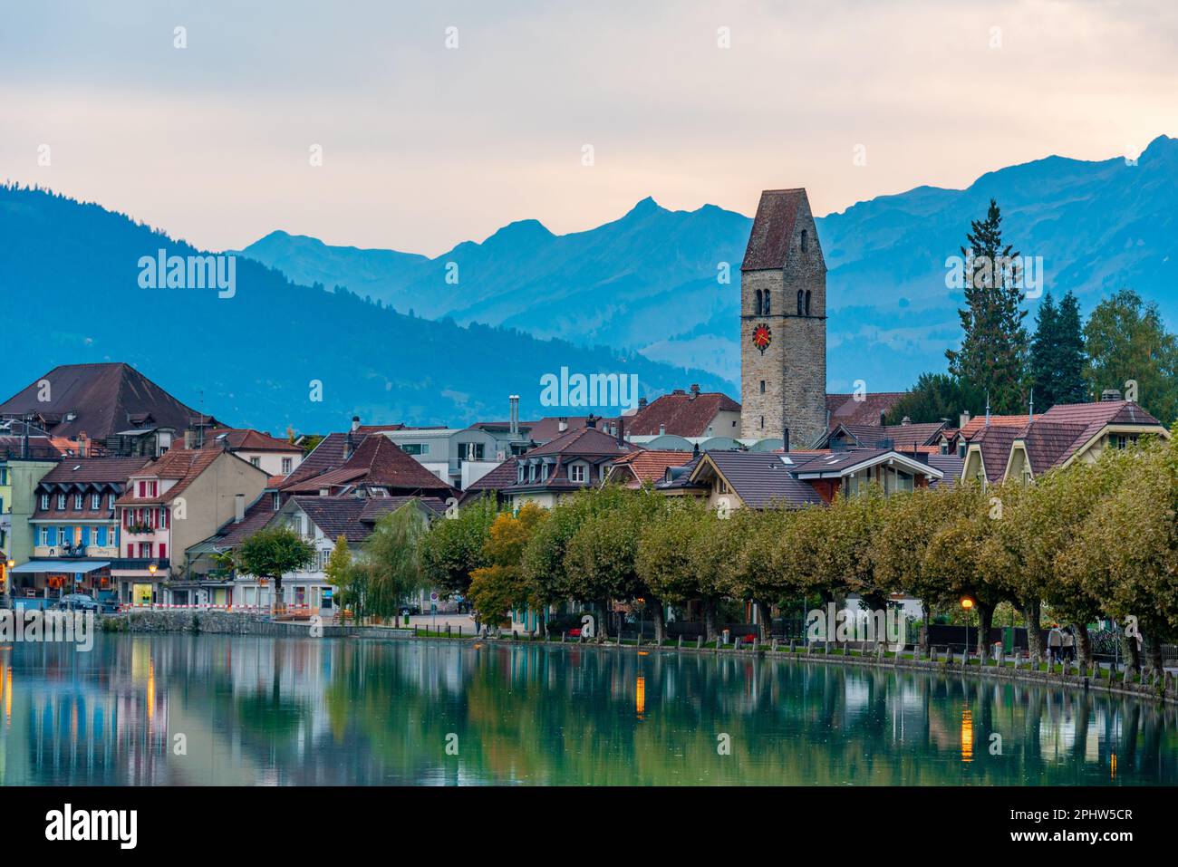 Cityscape of Unterseen in Switzerland Stock Photo - Alamy