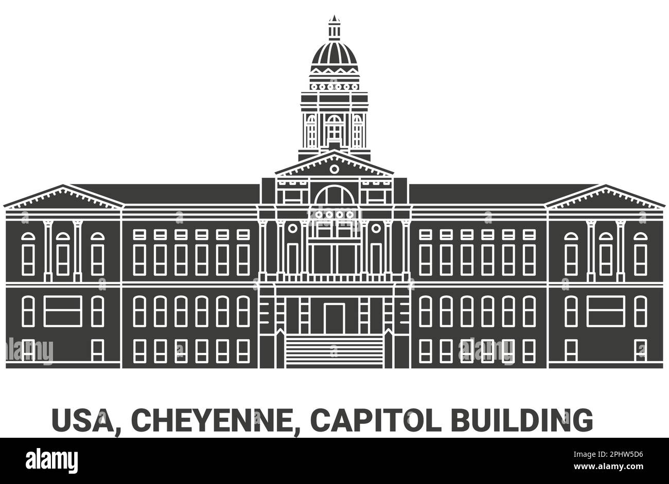 Usa, Cheyenne, Capitol Building travel landmark vector illustration ...