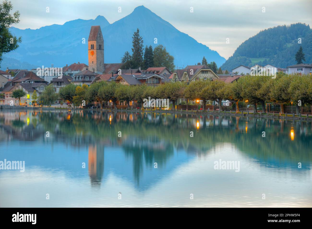 Cityscape of Unterseen in Switzerland Stock Photo - Alamy