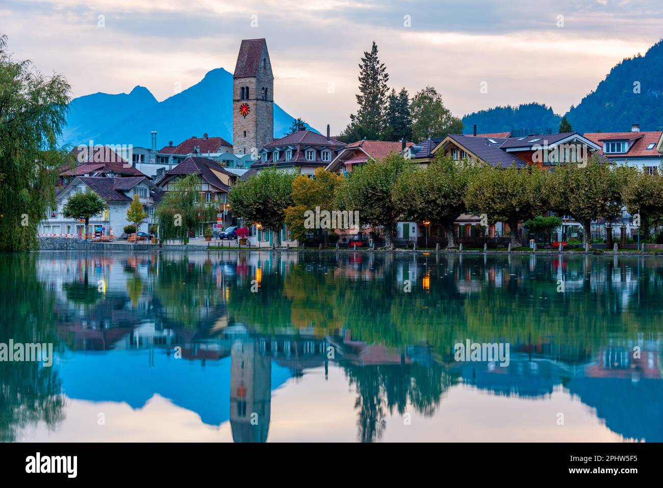 Cityscape of Unterseen in Switzerland Stock Photo - Alamy