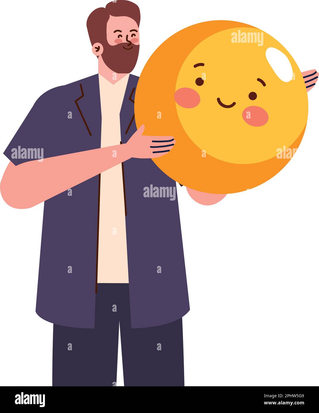 Successful man holding smile emoticon Stock Vector Image & Art - Alamy