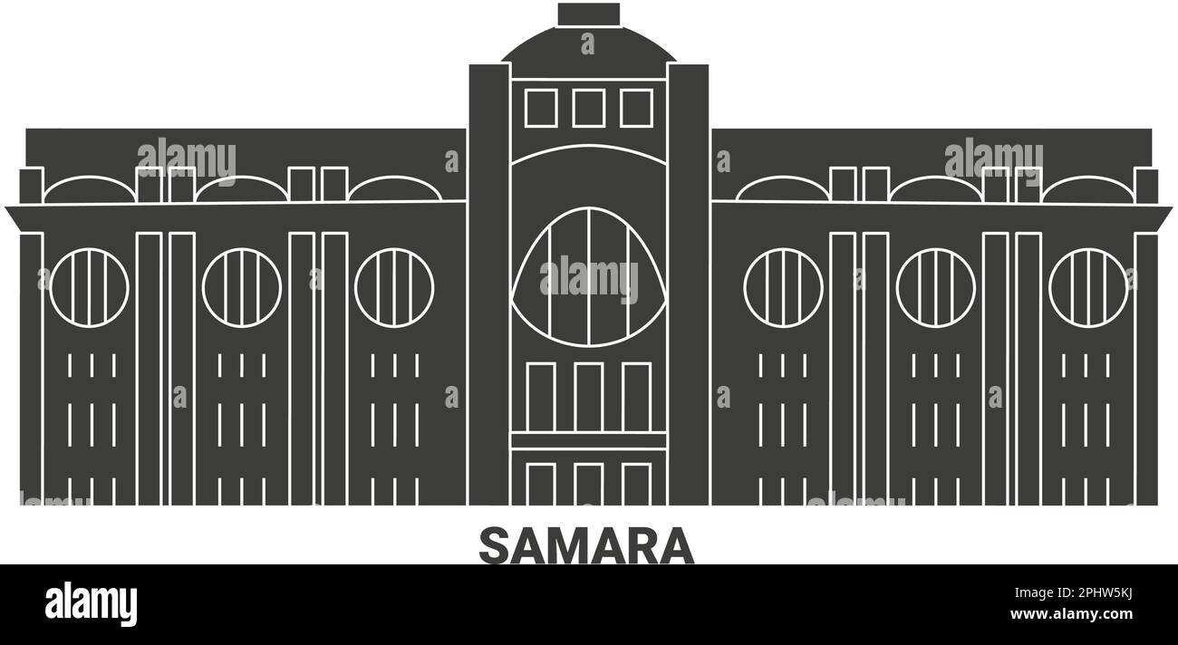 Russia, Samara travel landmark vector illustration Stock Vector Image ...
