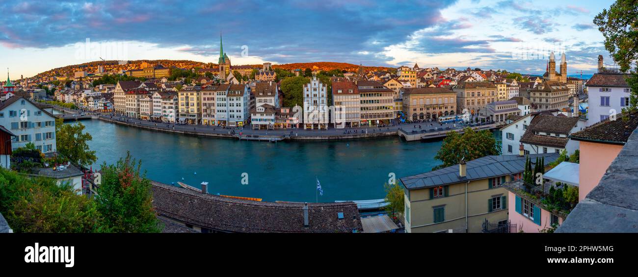 Zurich night aerial view hi-res stock photography and images - Alamy