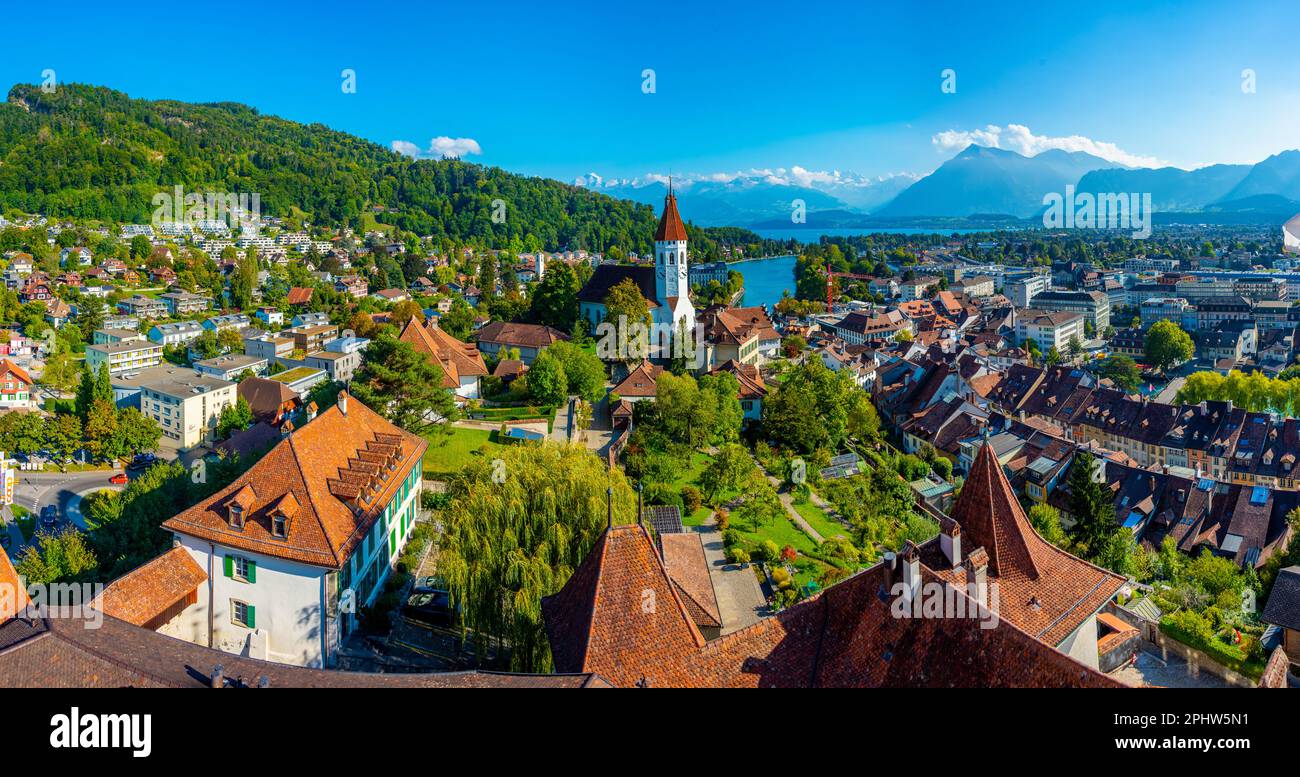 Panorama view of Thun from the castle, Switzerland Stock Photo - Alamy
